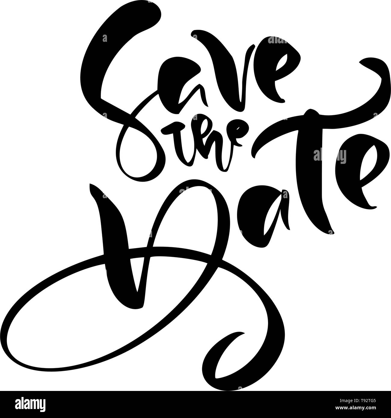 Save the date hand drawn text calligraphy vector lettering for wedding ...