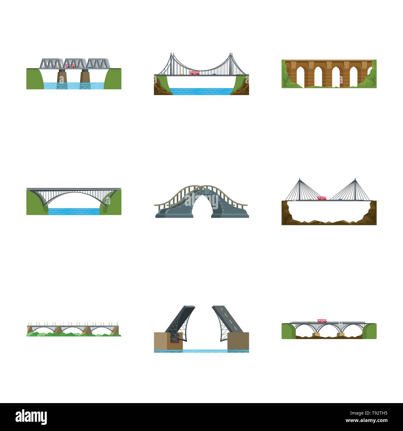 Isolated object of bridgework and bridge icon. Collection of bridgework ...