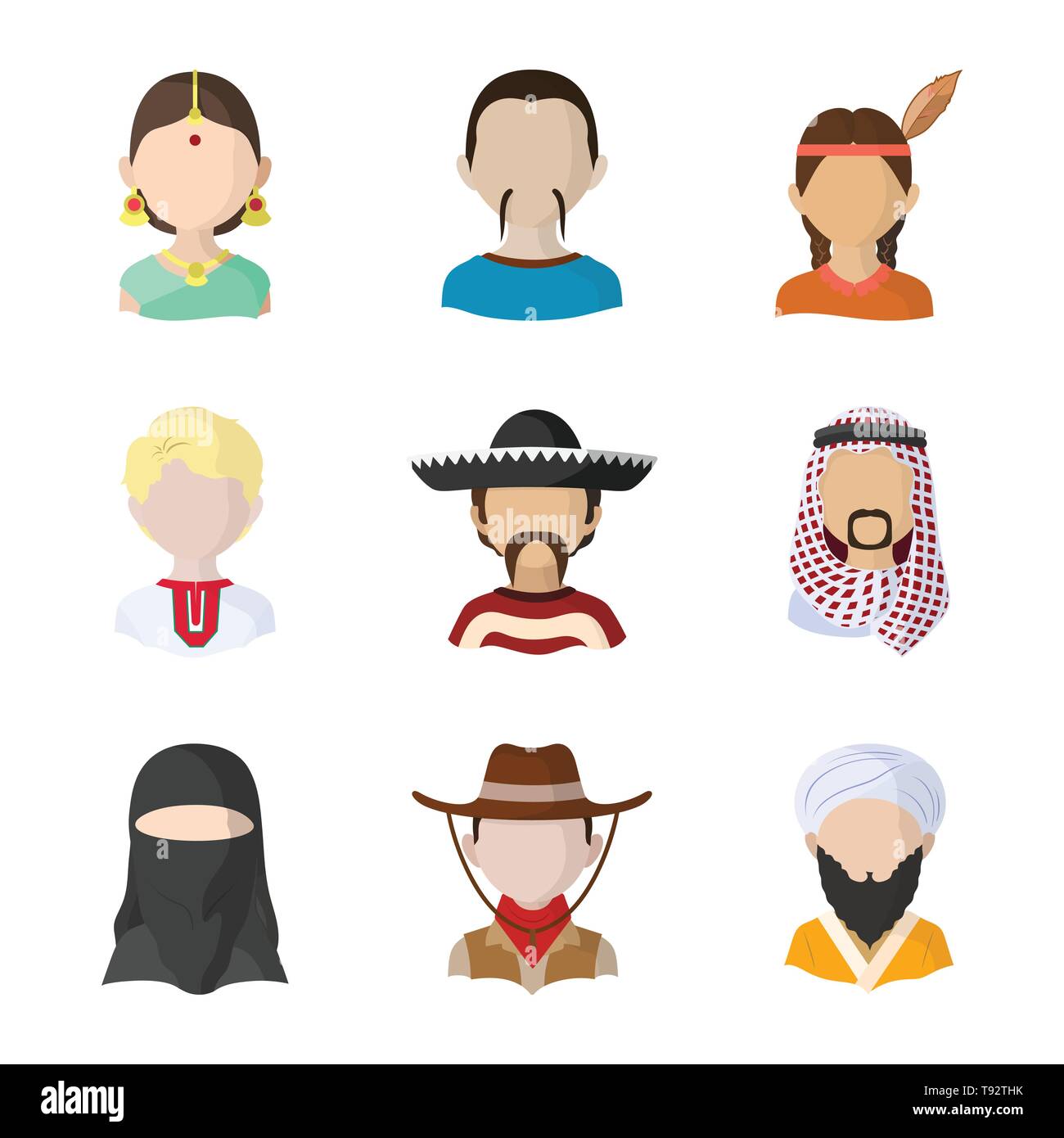 Vector illustration of nation and race icon. Set of nation and user ...