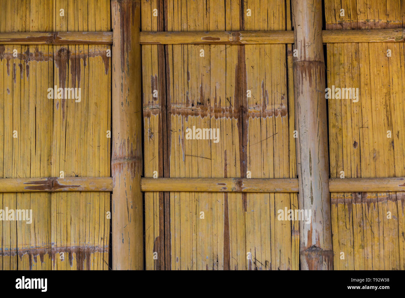Background of wooden bamboo wall of a building in the Philippines close ...