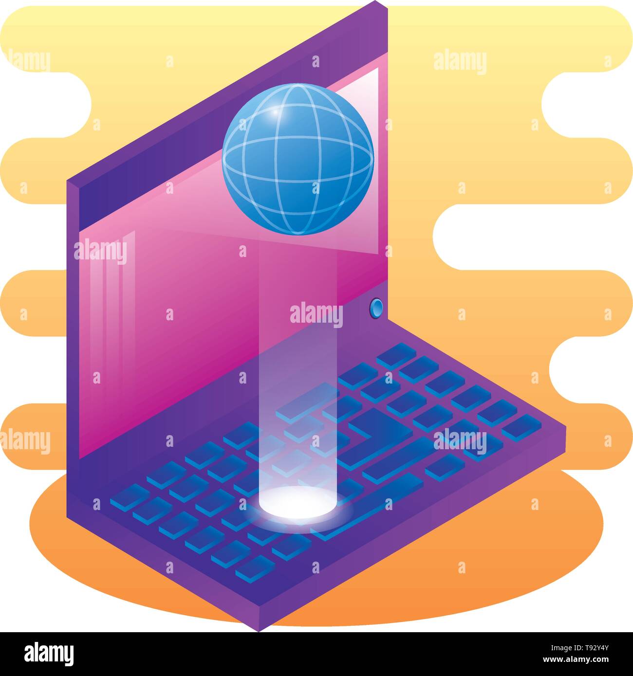 laptop computer with planet vector illustration design Stock Vector ...