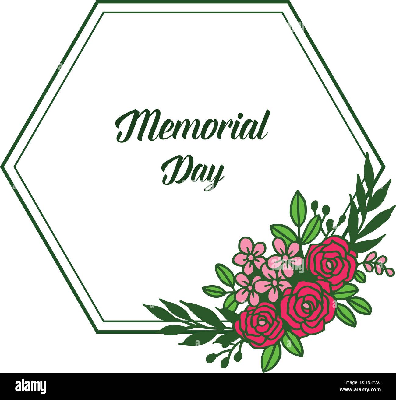 Vector illustration art rose wreath frame for style card of memorial ...