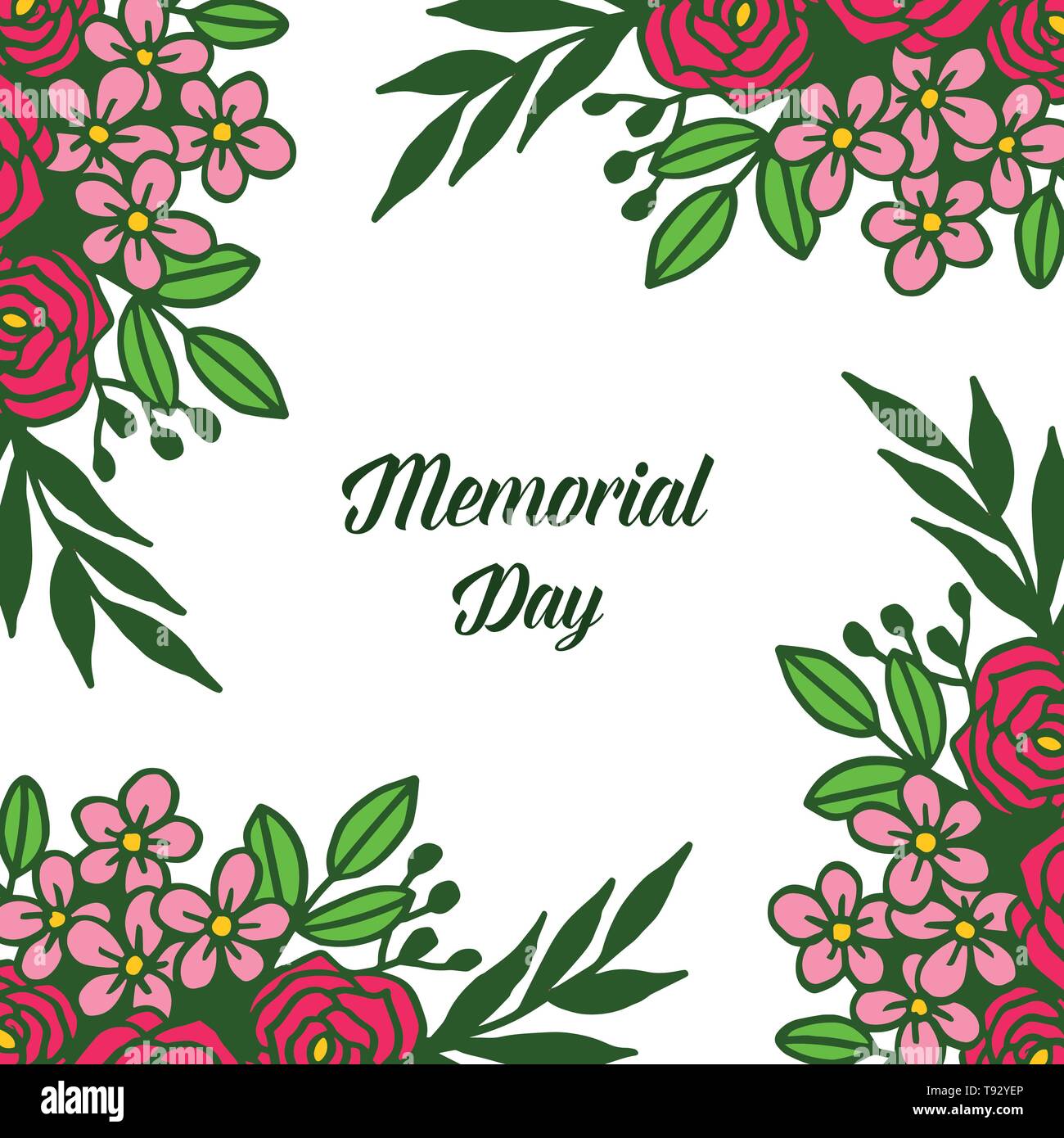 Vector illustration decor card of memorial day with various ornate of ...