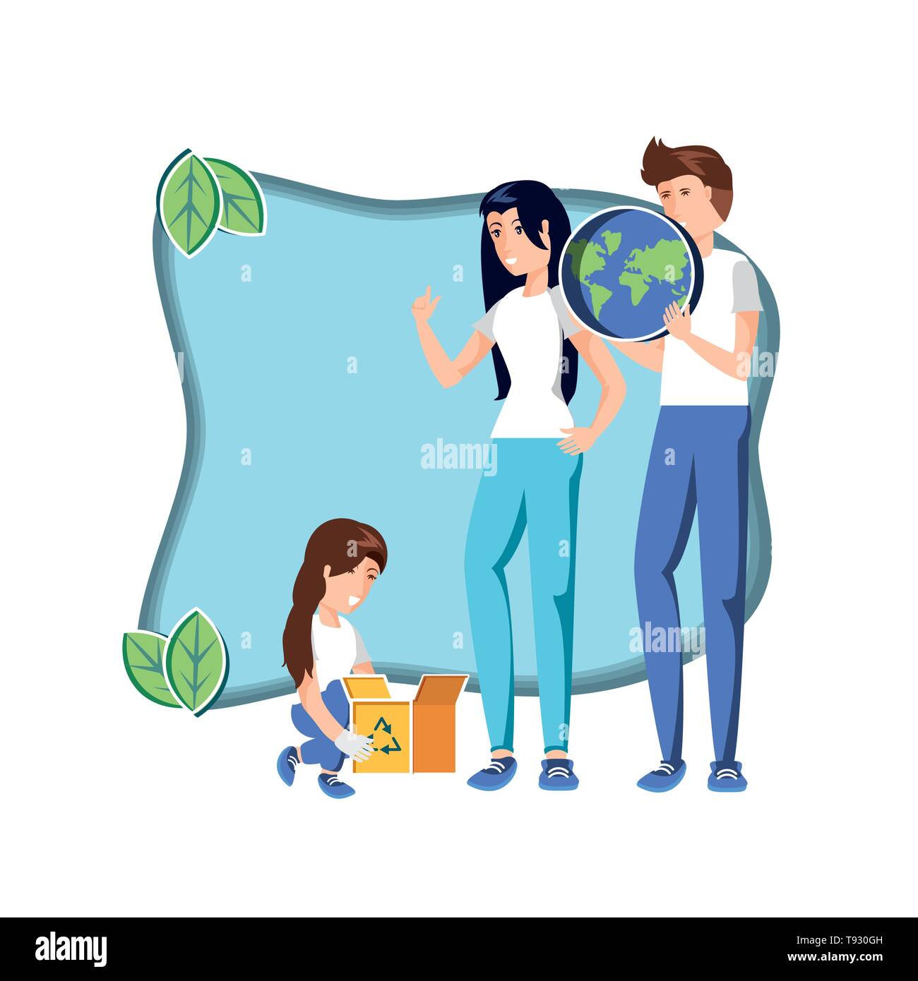 family with world in eco friendly scene vector illustration design ...