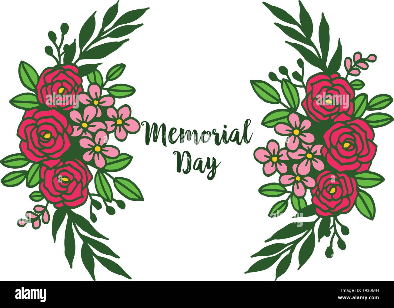 Vector illustration design card memorial day with beautiful rose flower ...