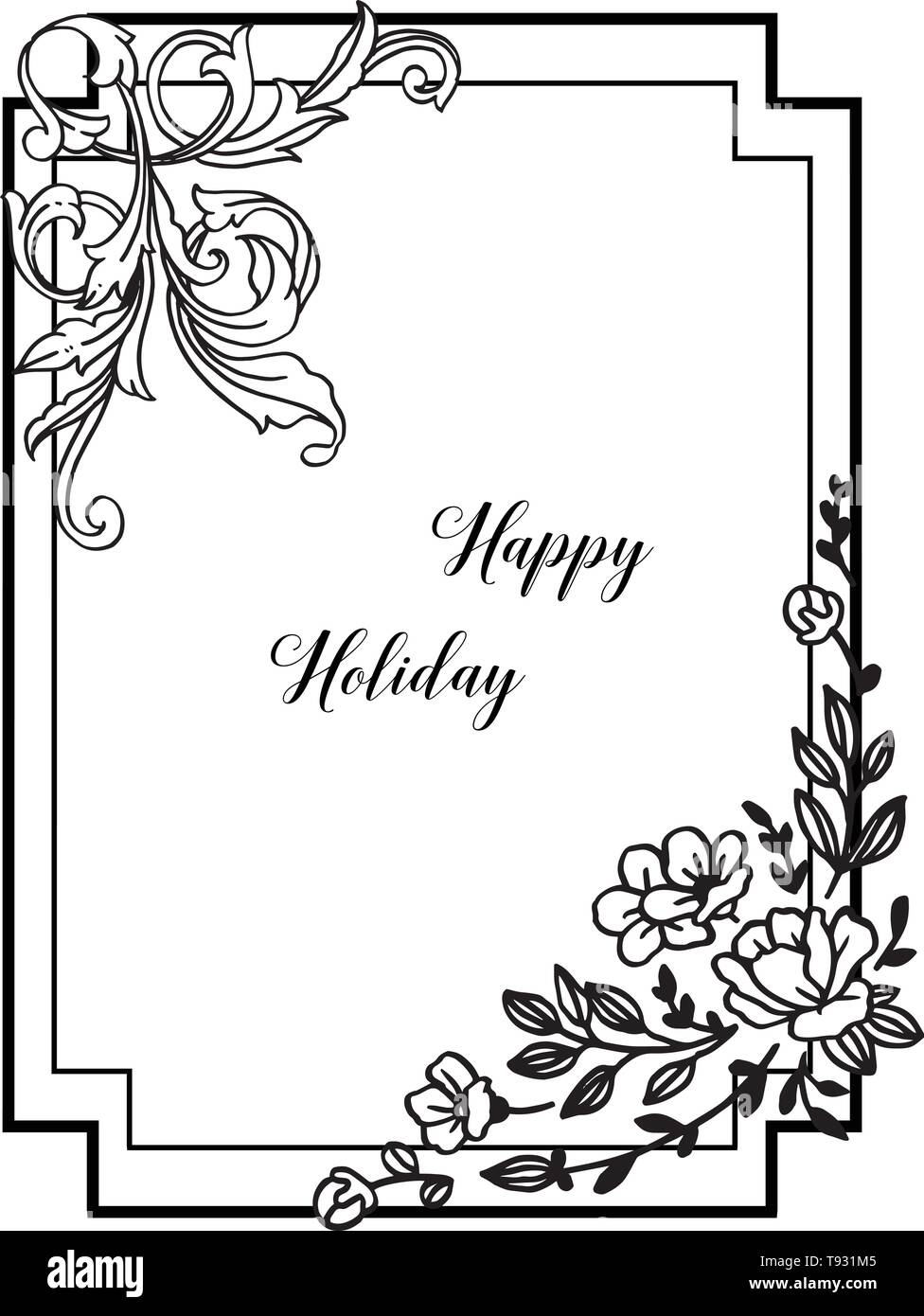 Vector illustration lettering happy holiday for pattern drawing flower ...