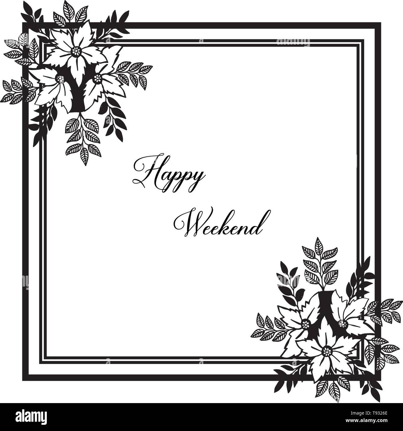 Vector illustration greeting card happy weekend with beautiful flower ...