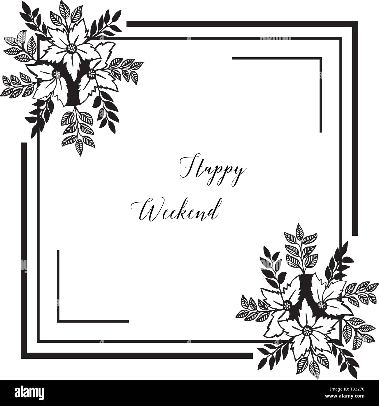 Vector illustration greeting card happy weekend with beautiful flower ...
