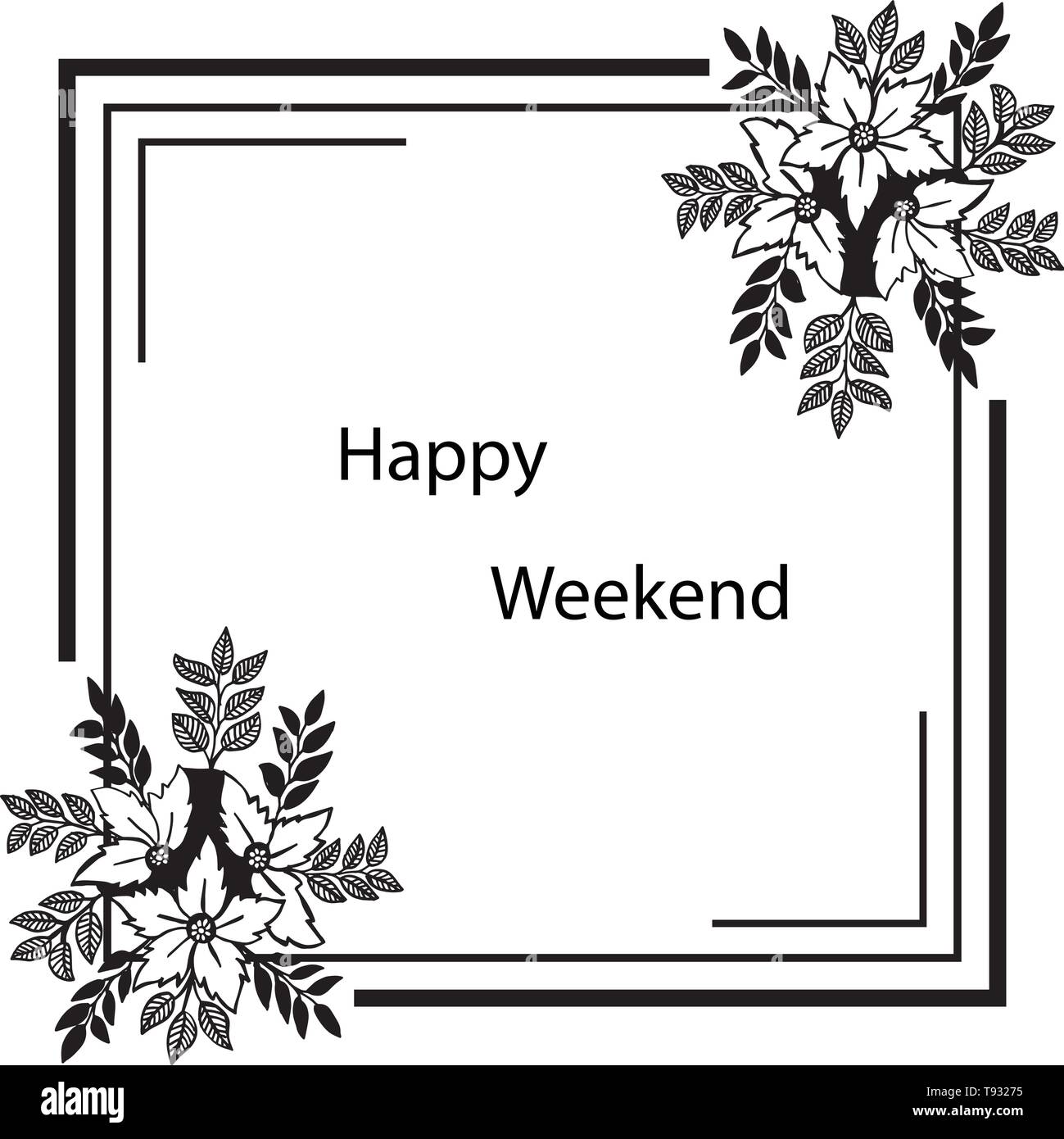 Vector illustration greeting card happy weekend with beautiful flower ...