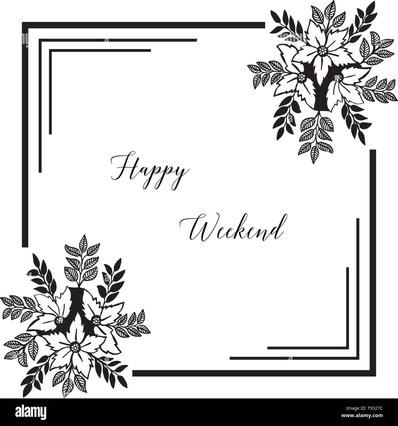 Vector illustration cute invitation happy weekend with design flower ...