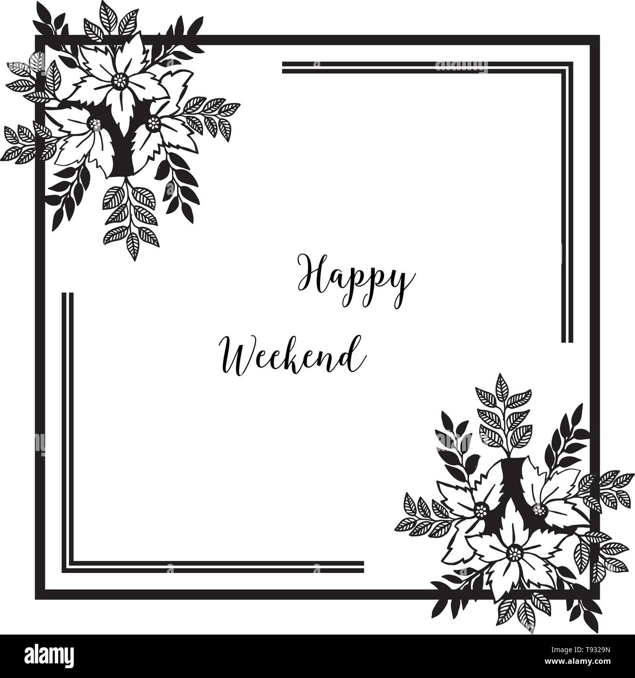 Vector illustration cute invitation happy weekend with design flower ...