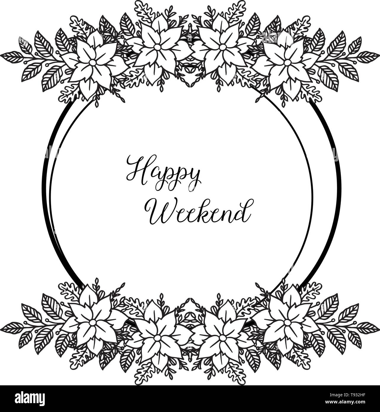 Vector illustration invitation card happy weekend with design flower ...