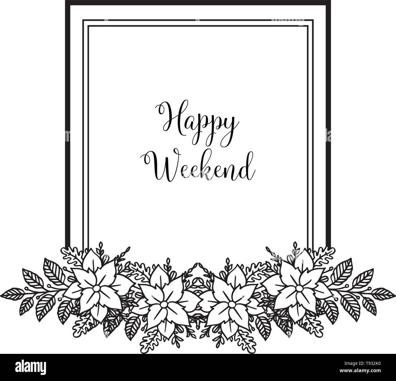 Vector illustration invitation card happy weekend with design flower ...