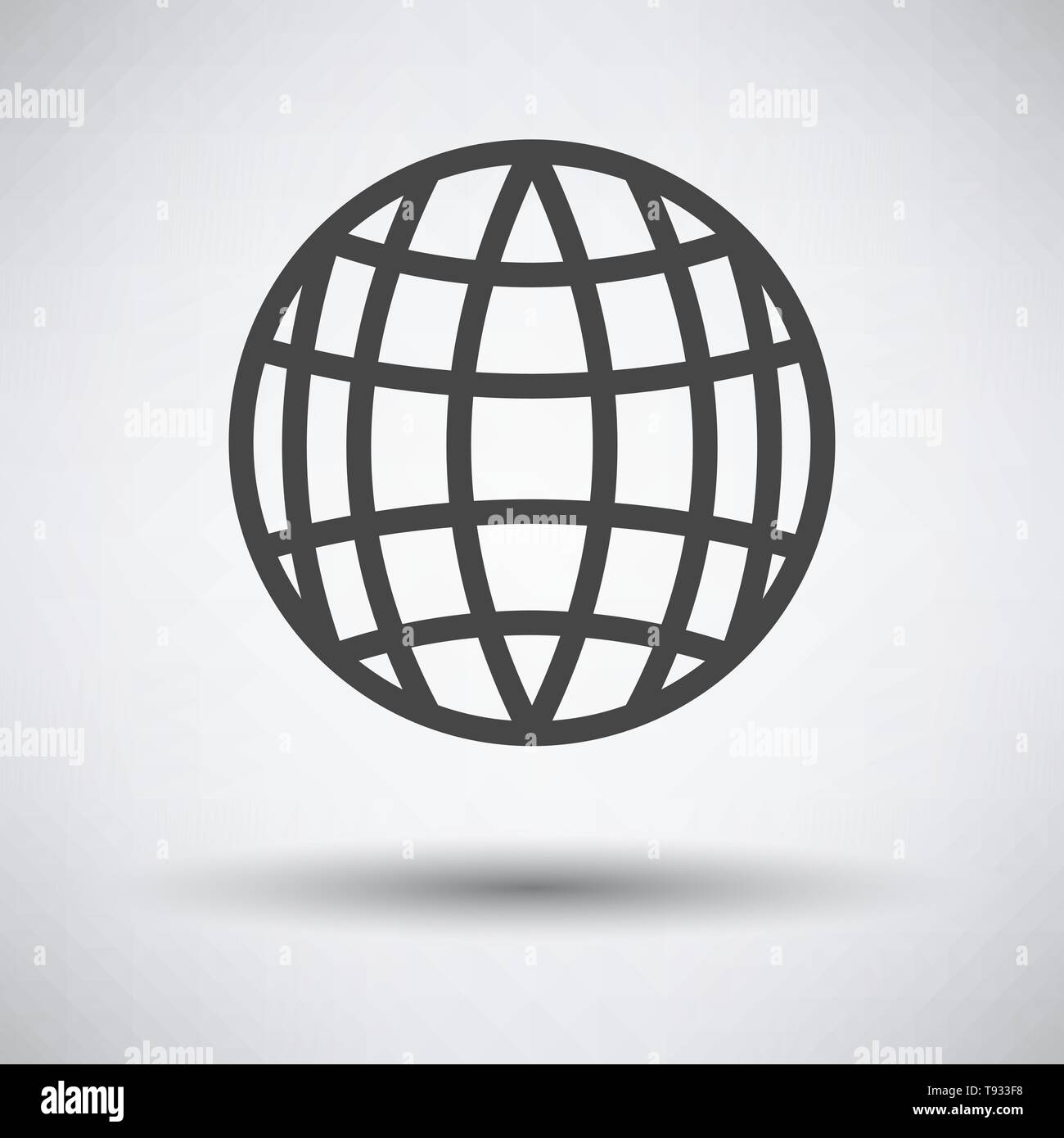 Globe Icon. Dark Gray on Gray Background With Round Shadow. Vector ...
