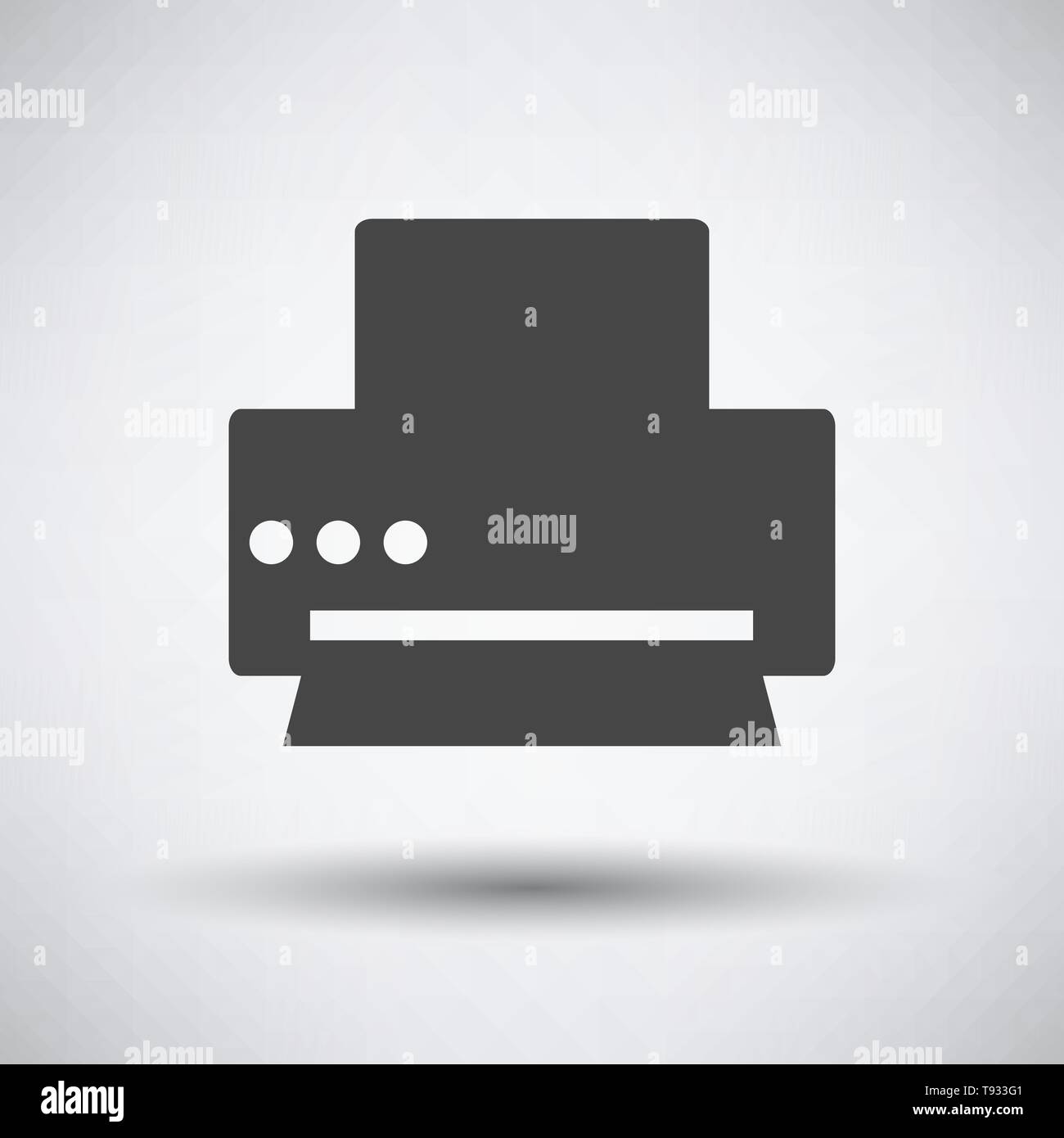 Printer Icon. Dark Gray on Gray Background With Round Shadow. Vector ...