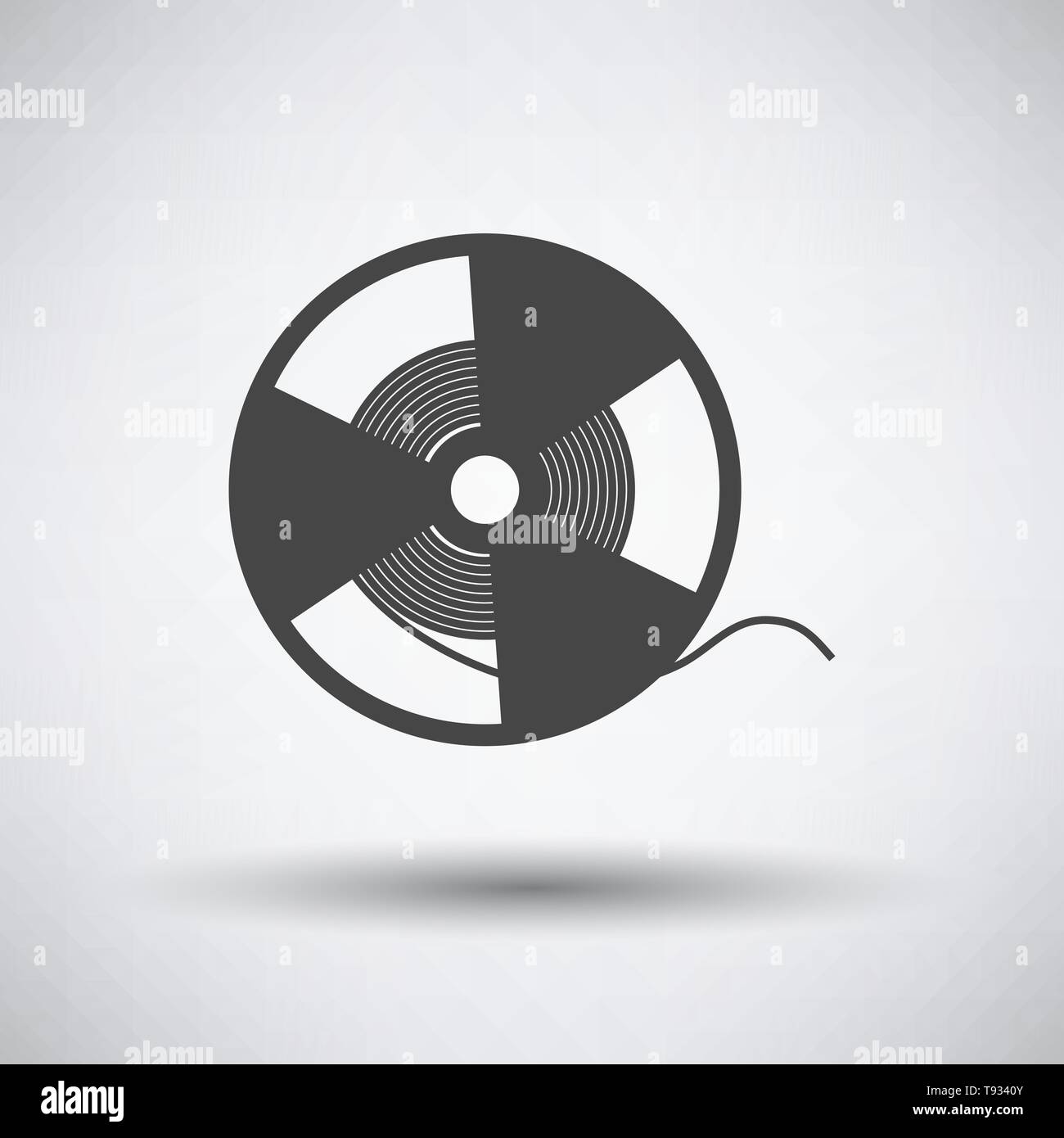 Reel Tape Icon. Dark Gray on Gray Background With Round Shadow. Vector ...
