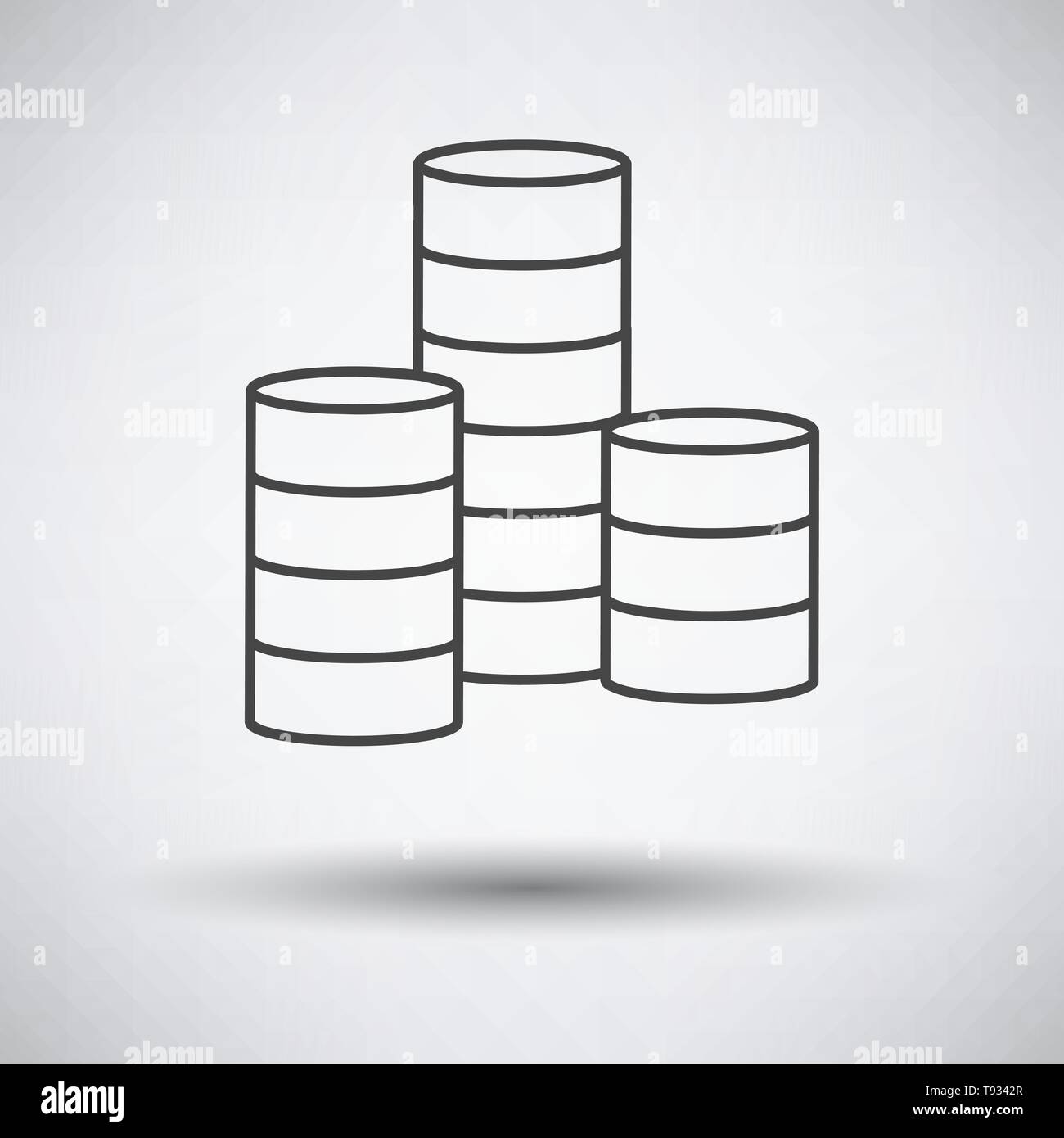Coin Stack Icon. Dark Gray on Gray Background With Round Shadow. Vector ...