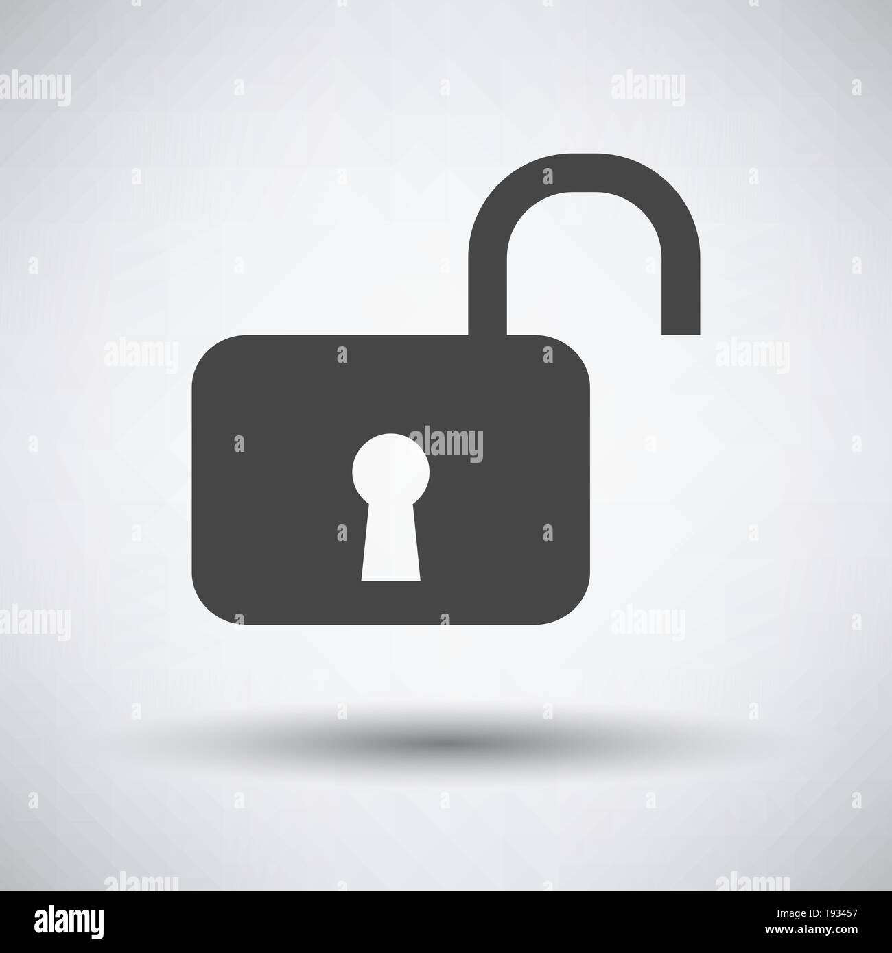 Unlock Icon. Dark Gray on Gray Background With Round Shadow. Vector ...