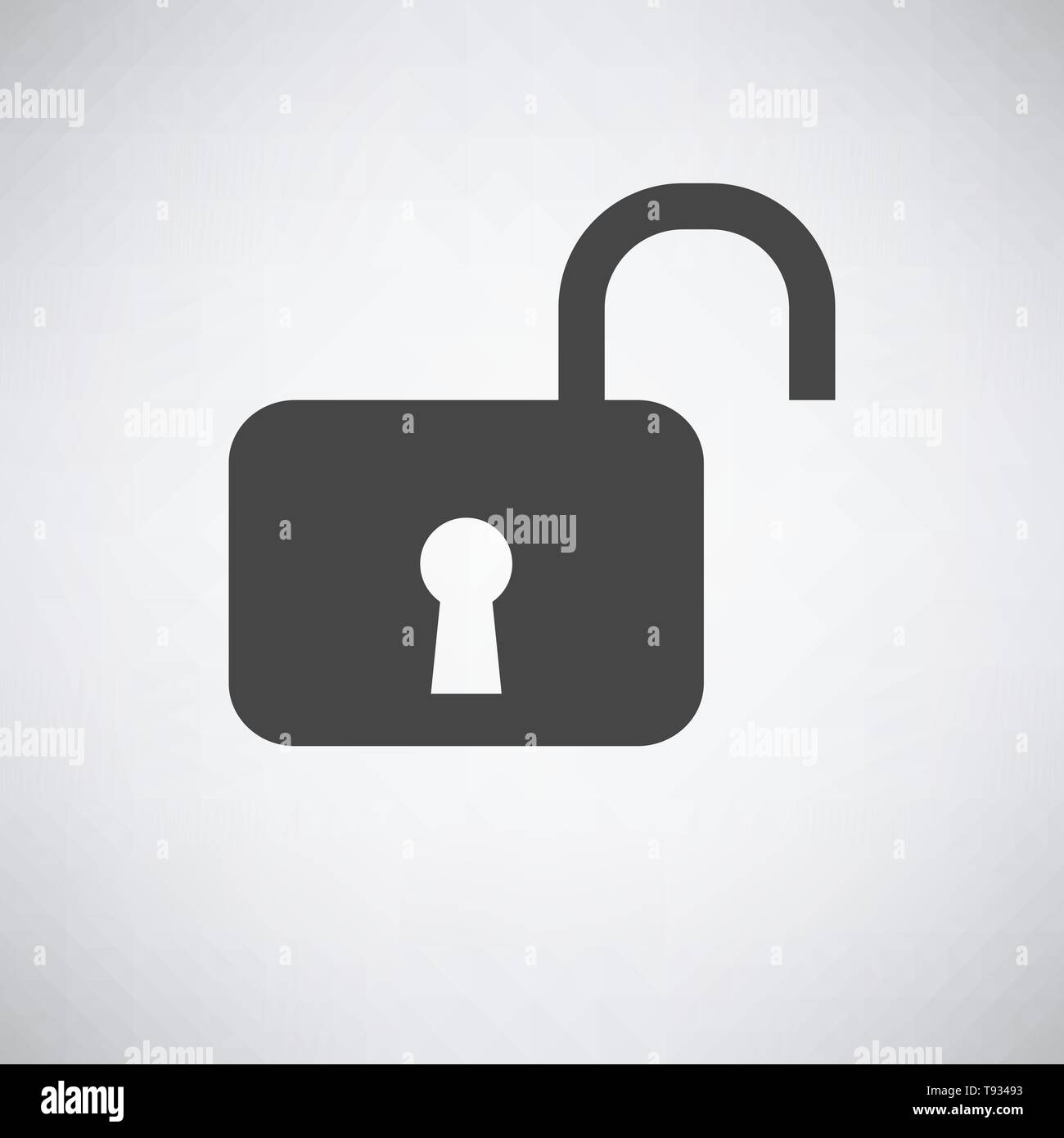 Unlock Icon. Dark Gray on Gray Background With Round Shadow. Vector ...