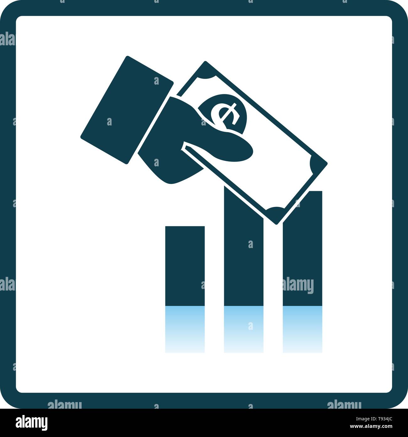 Investment Icon. Square Shadow Reflection Design. Vector Illustration ...