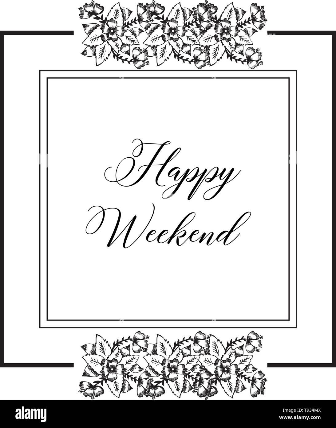Vector illustration lettering happy weekend with various decoration ...