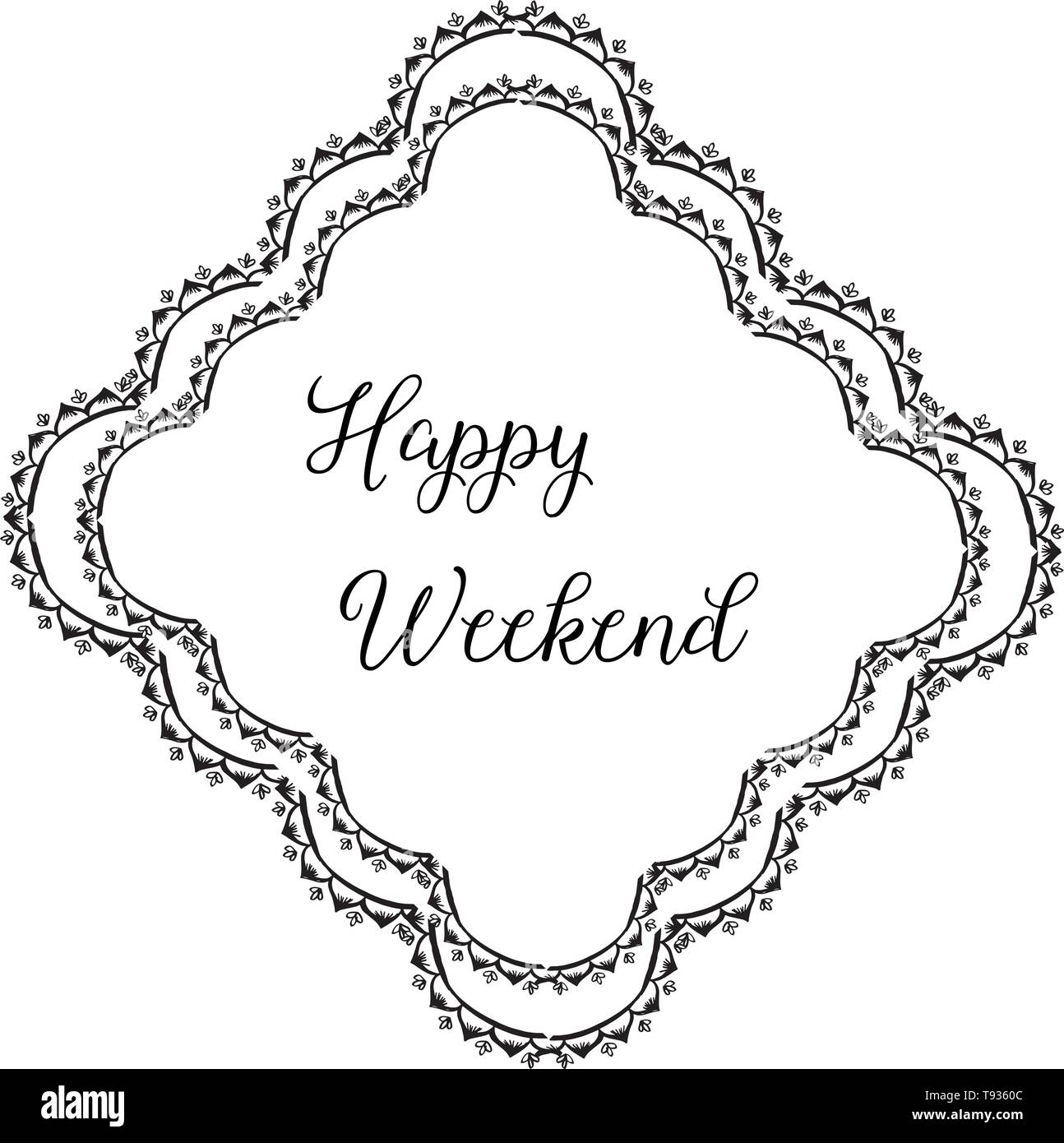 Vector illustration greeting card happy weekend for various pattern ...