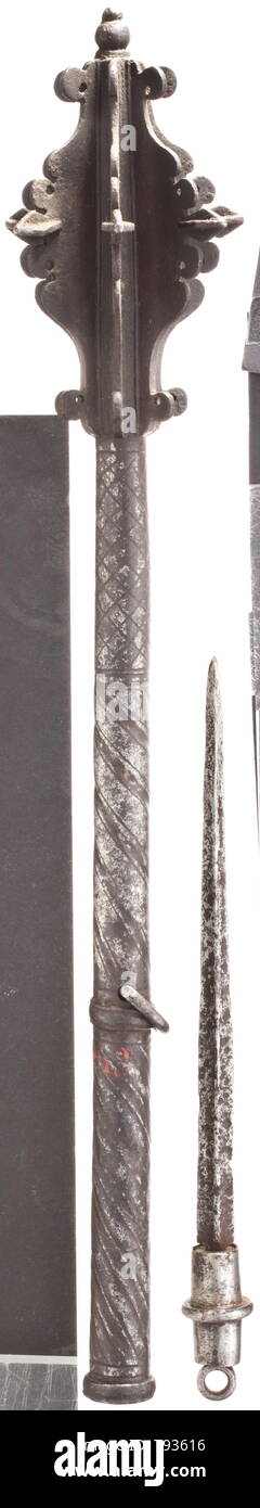 A South German mace, mid-16th century Head with seven flanges, the ...