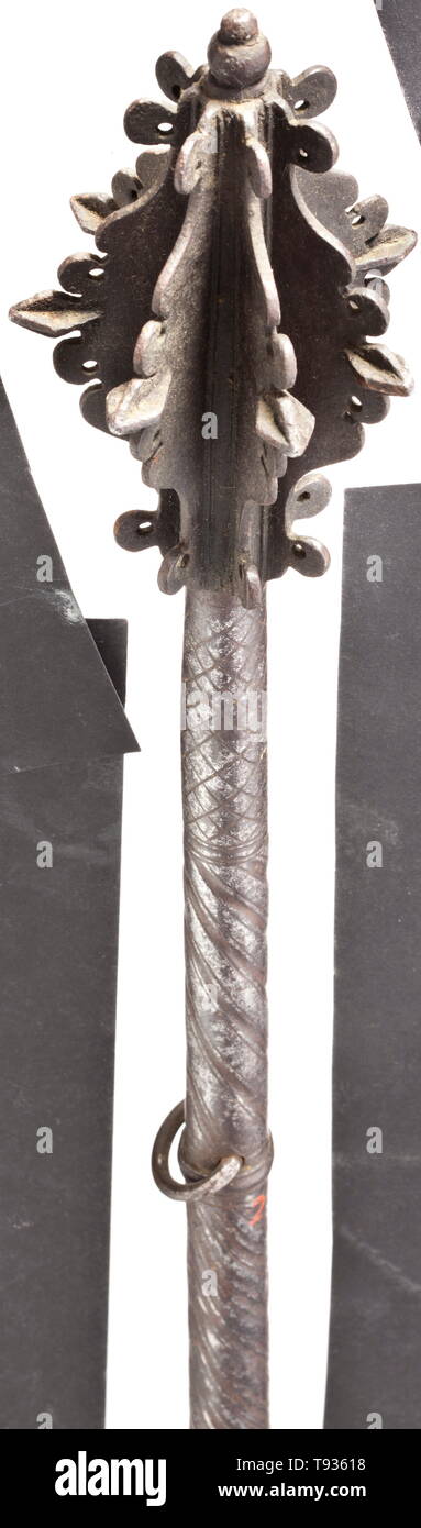 A South German mace, mid-16th century Head with seven flanges, the ...