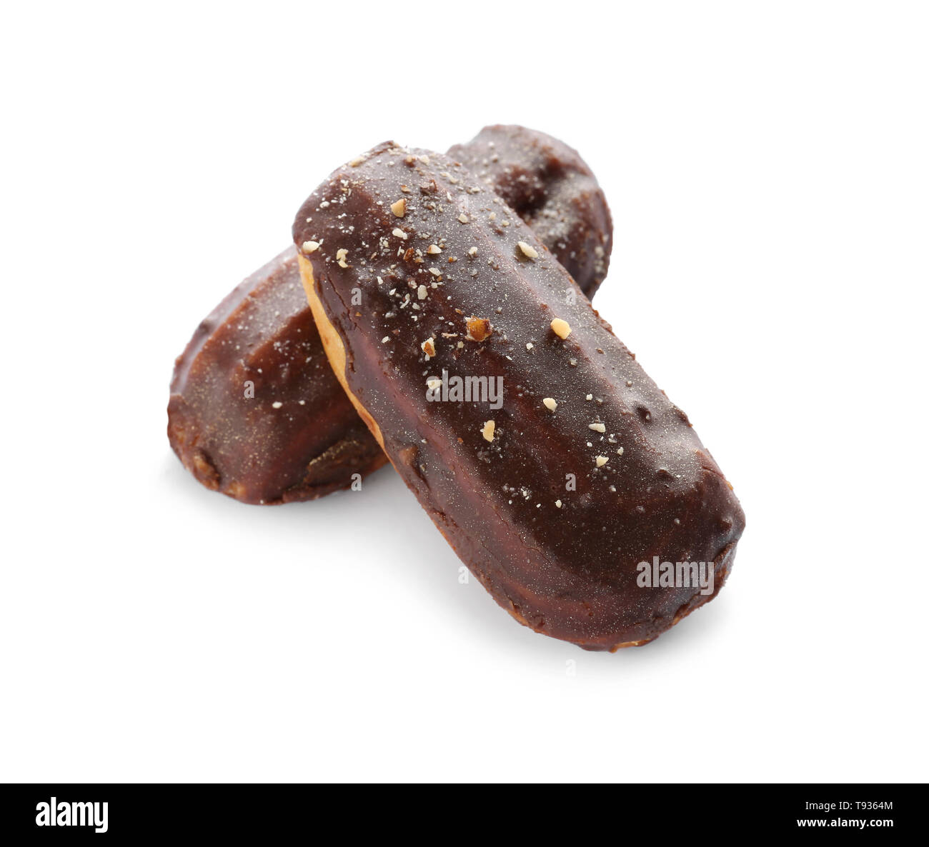 Delicious eclairs on white background Stock Photo - Alamy