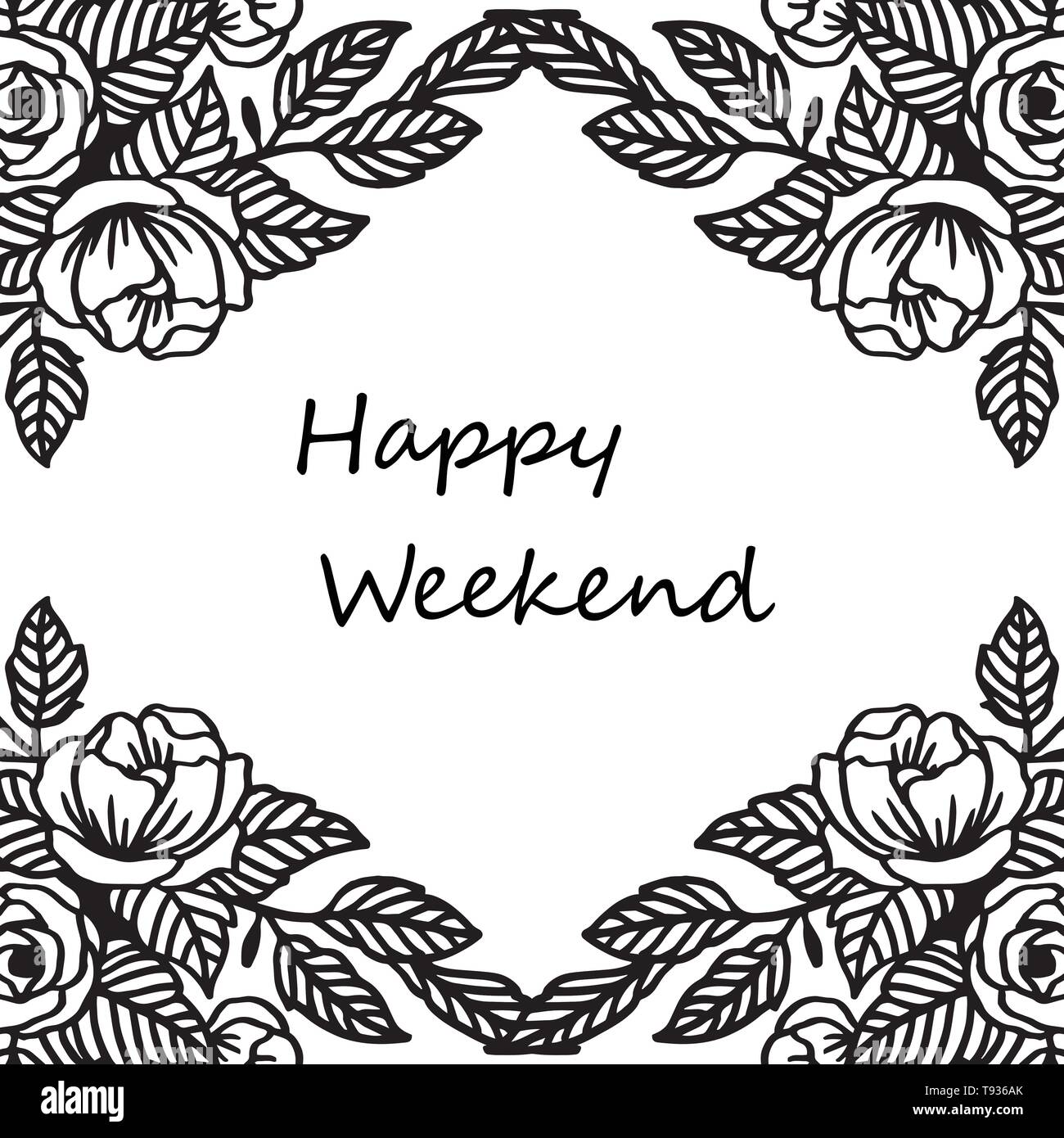 Vector illustration greeting card happy weekend for various pattern ...