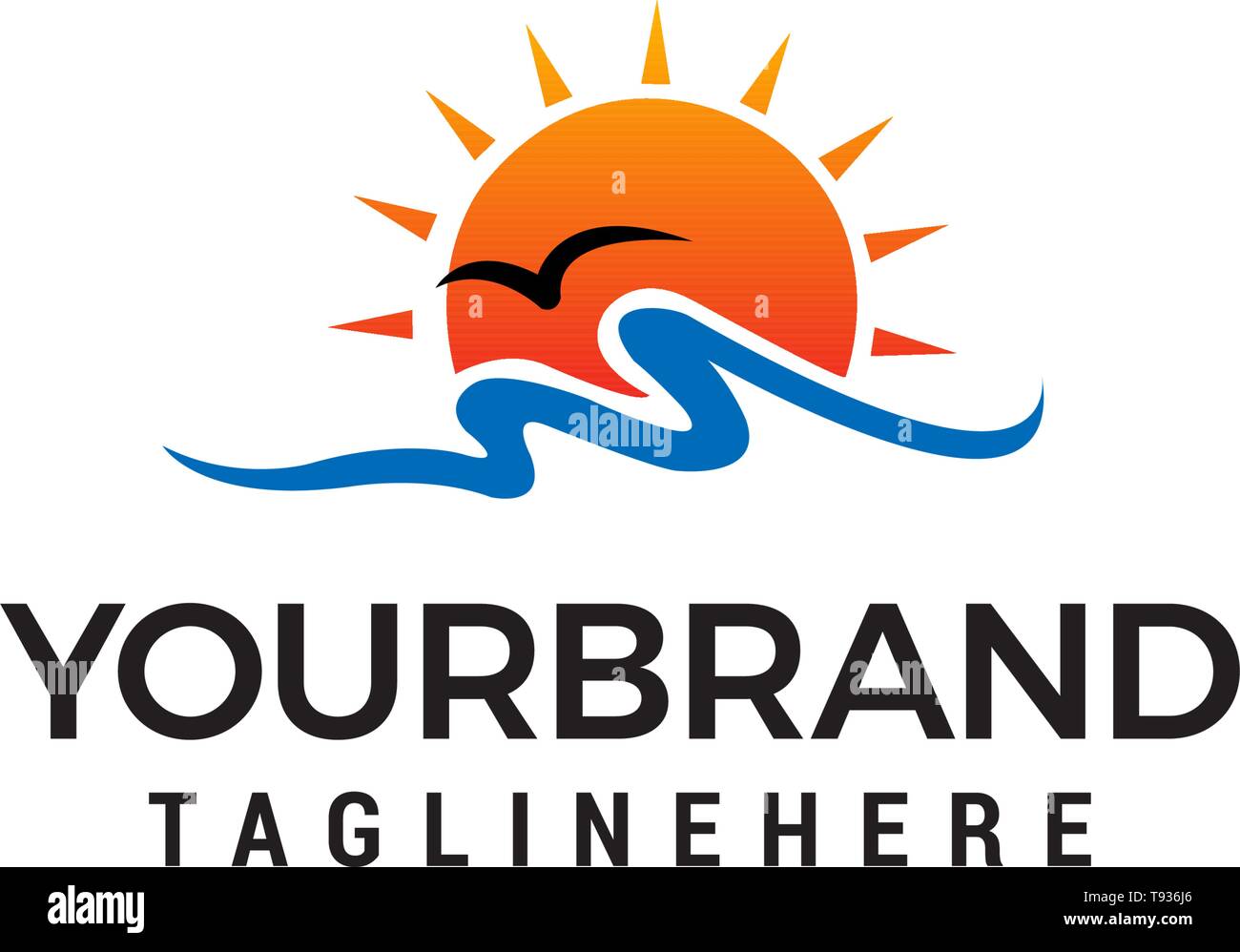 sun beach logo design concept template vector Stock Vector Image & Art ...