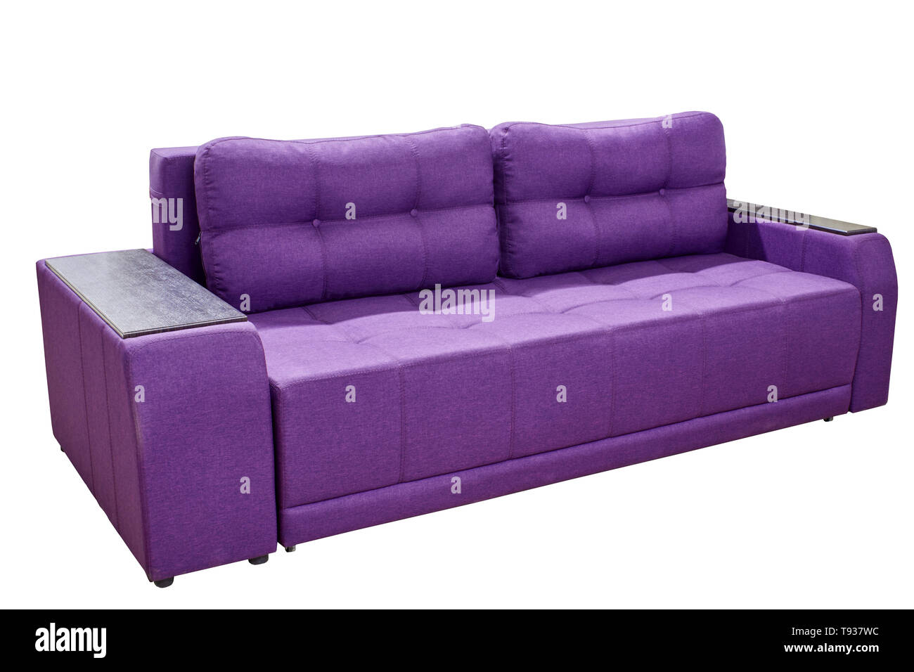 modern triple cozy purple fabric sofa with a wooden lining on the ...