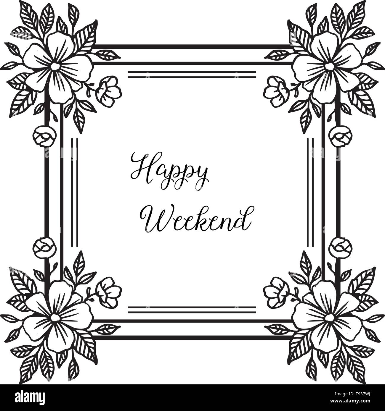 Vector illustration design template happy weekend with various wreath ...