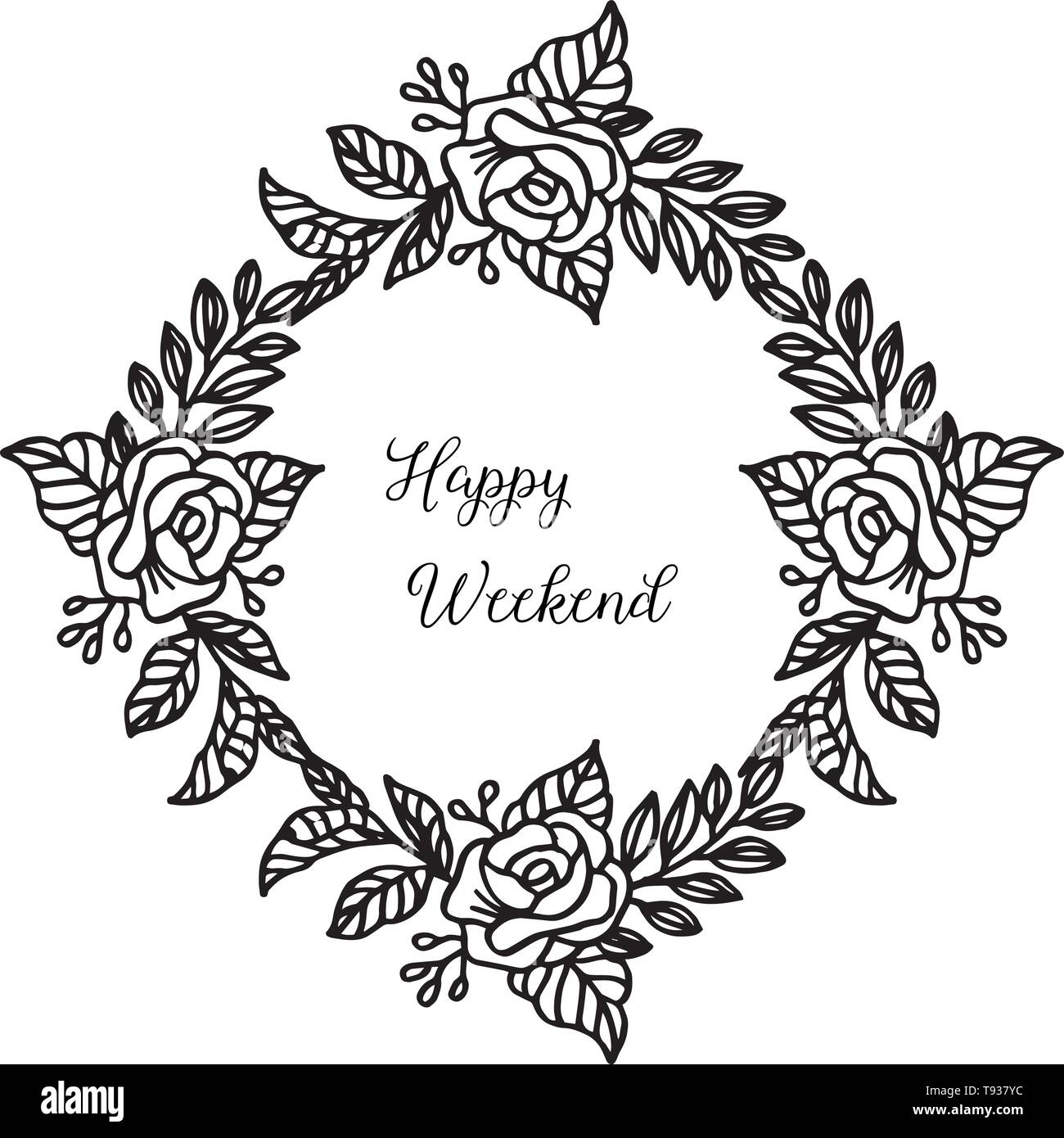 Vector illustration design template happy weekend with various wreath ...
