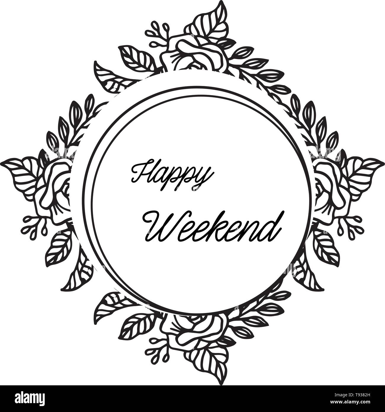 Vector illustration design template happy weekend with various wreath ...