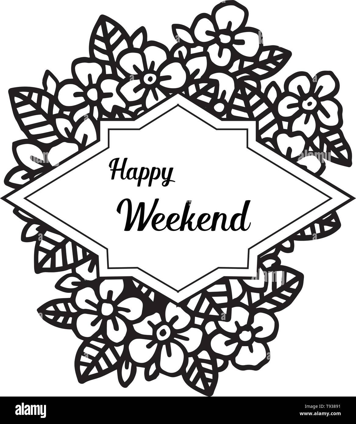 Vector illustration ornate of flower frame for greeting card happy ...