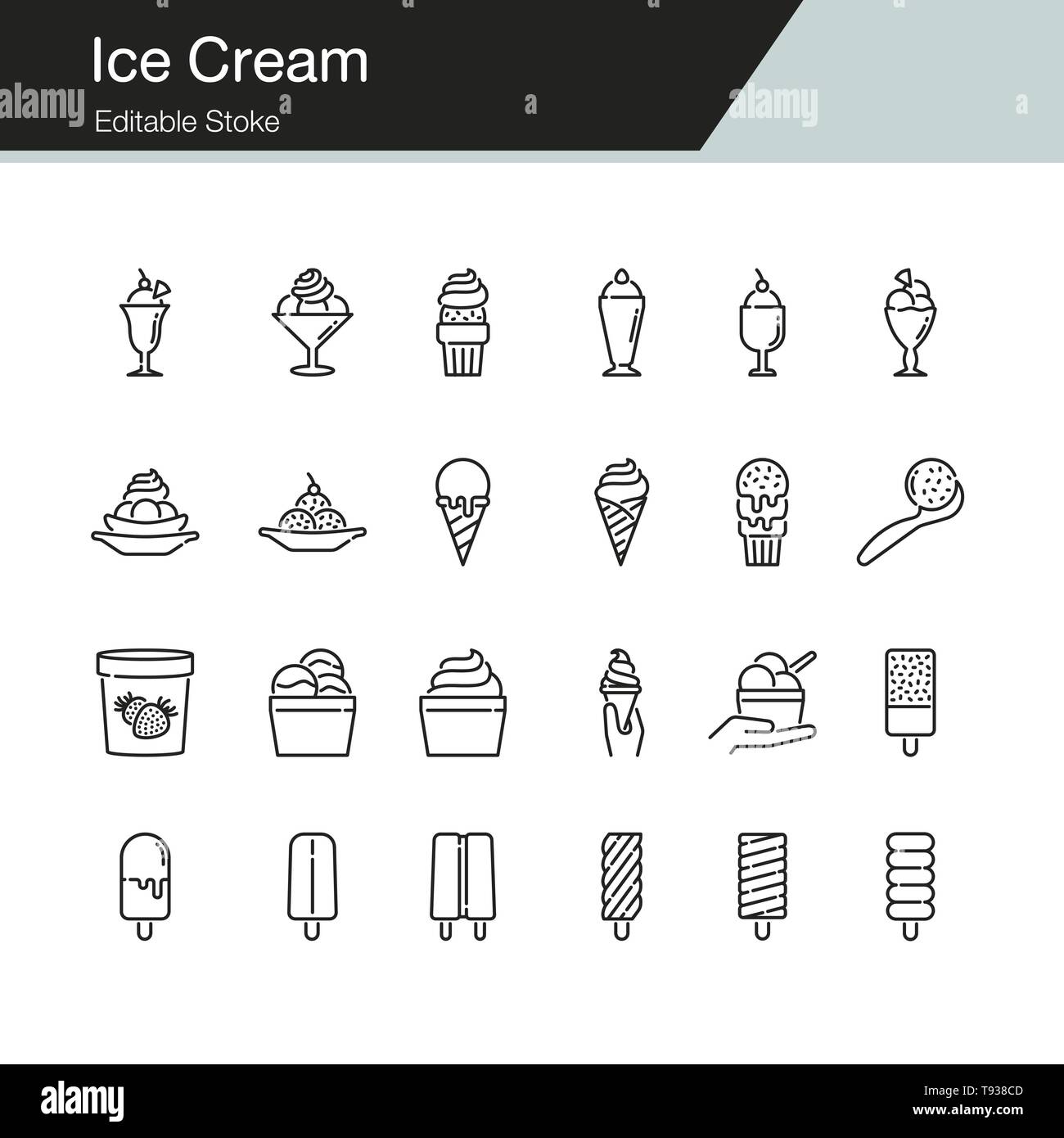 Ice Cream icons. Modern line design. For presentation, graphic design ...