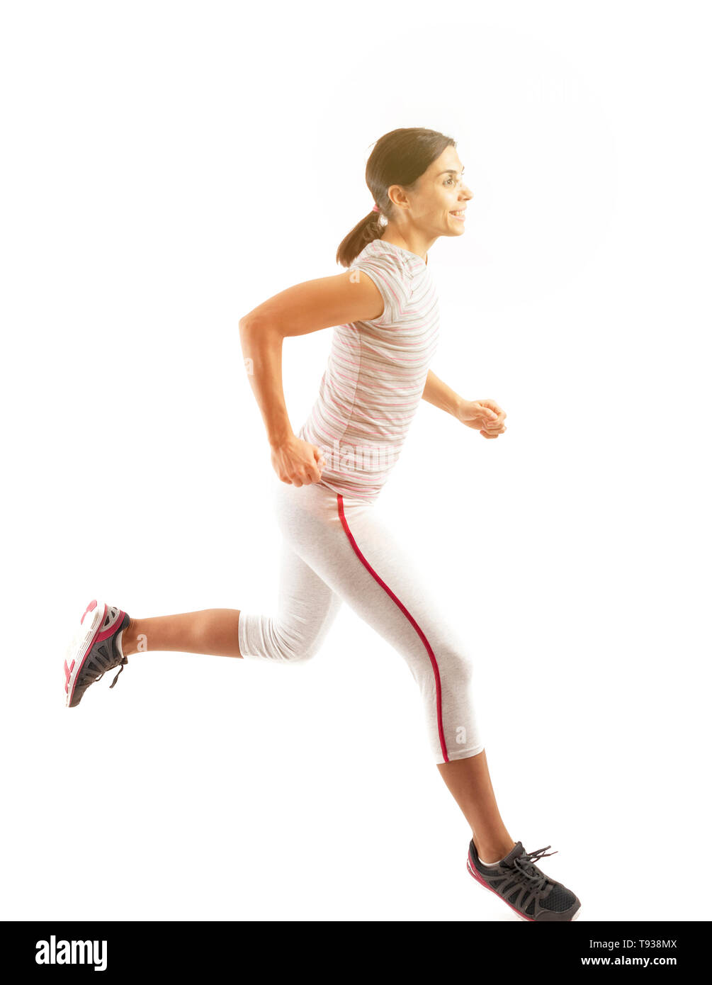 woman running isolated on white background, fitness healthy lifestyle ...