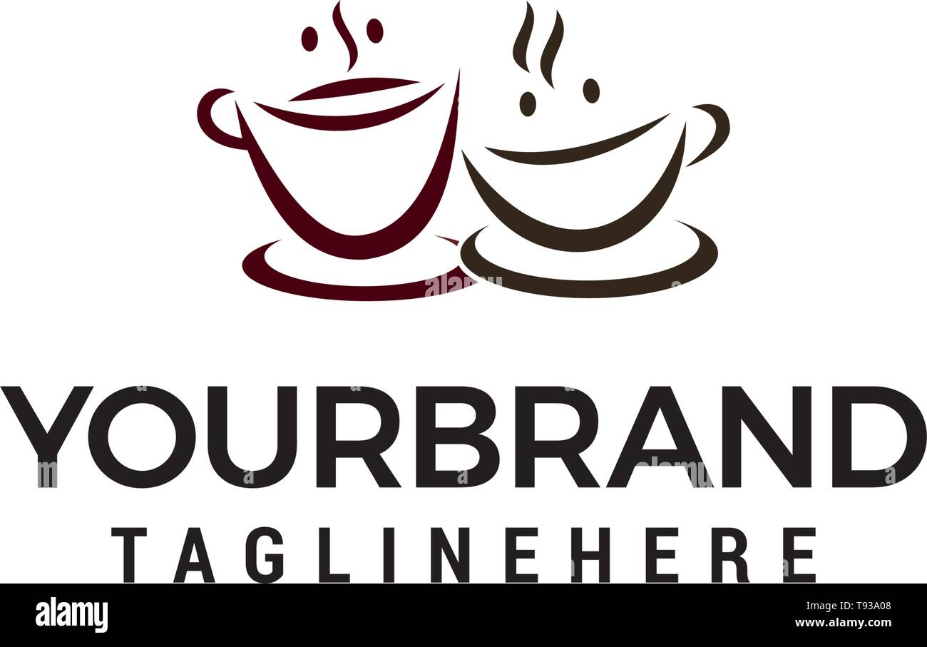 two cup coffee logo design concept template vector Stock Vector Image ...