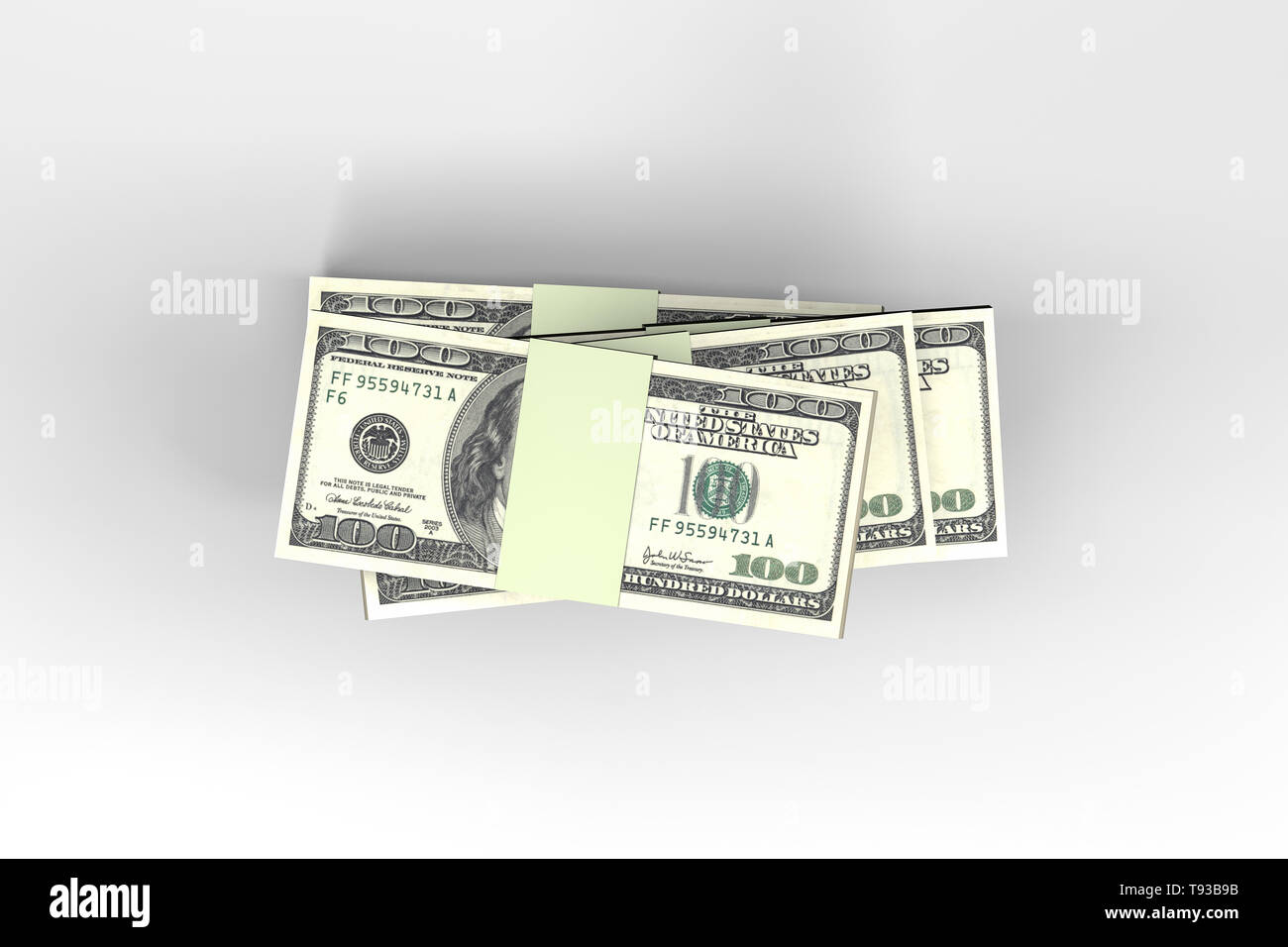 3d rendering, stack of one hundred dollar banknotes, isolated on white ...