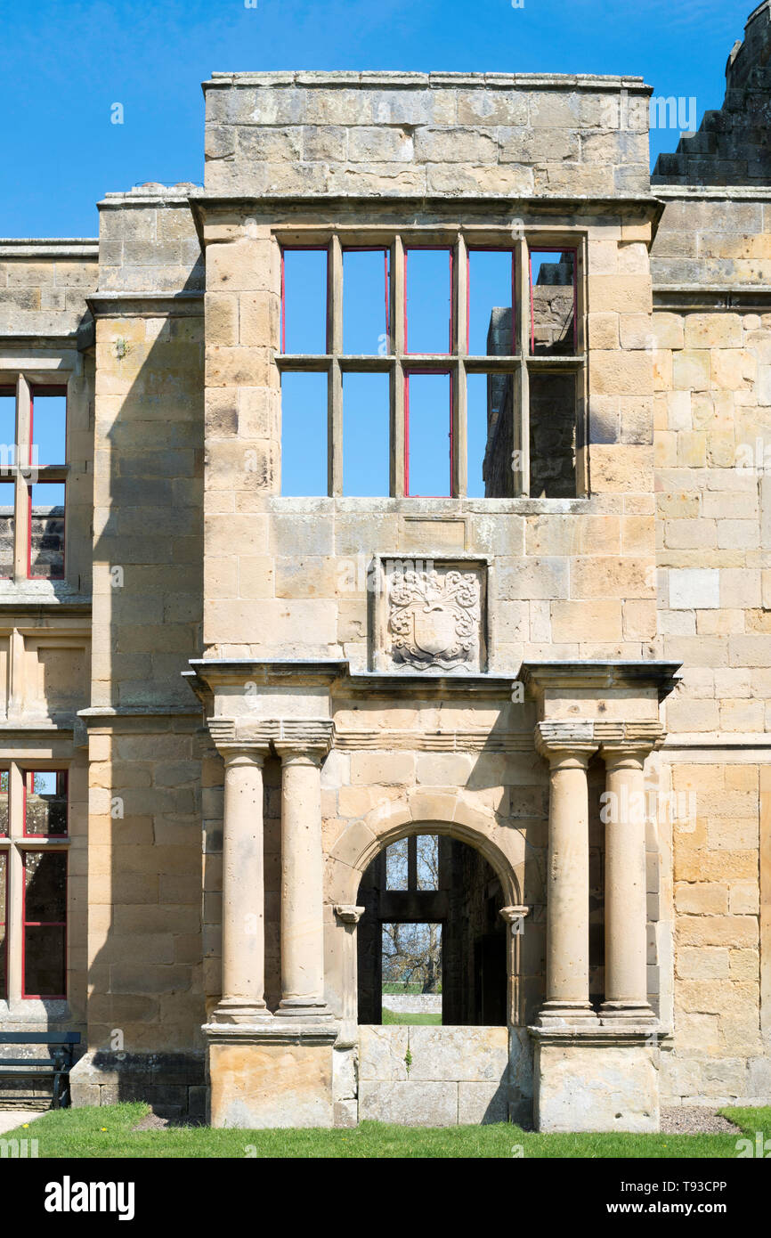 Entrance to Belsay Old Hall, Northumberland, England, UK Stock Photo ...