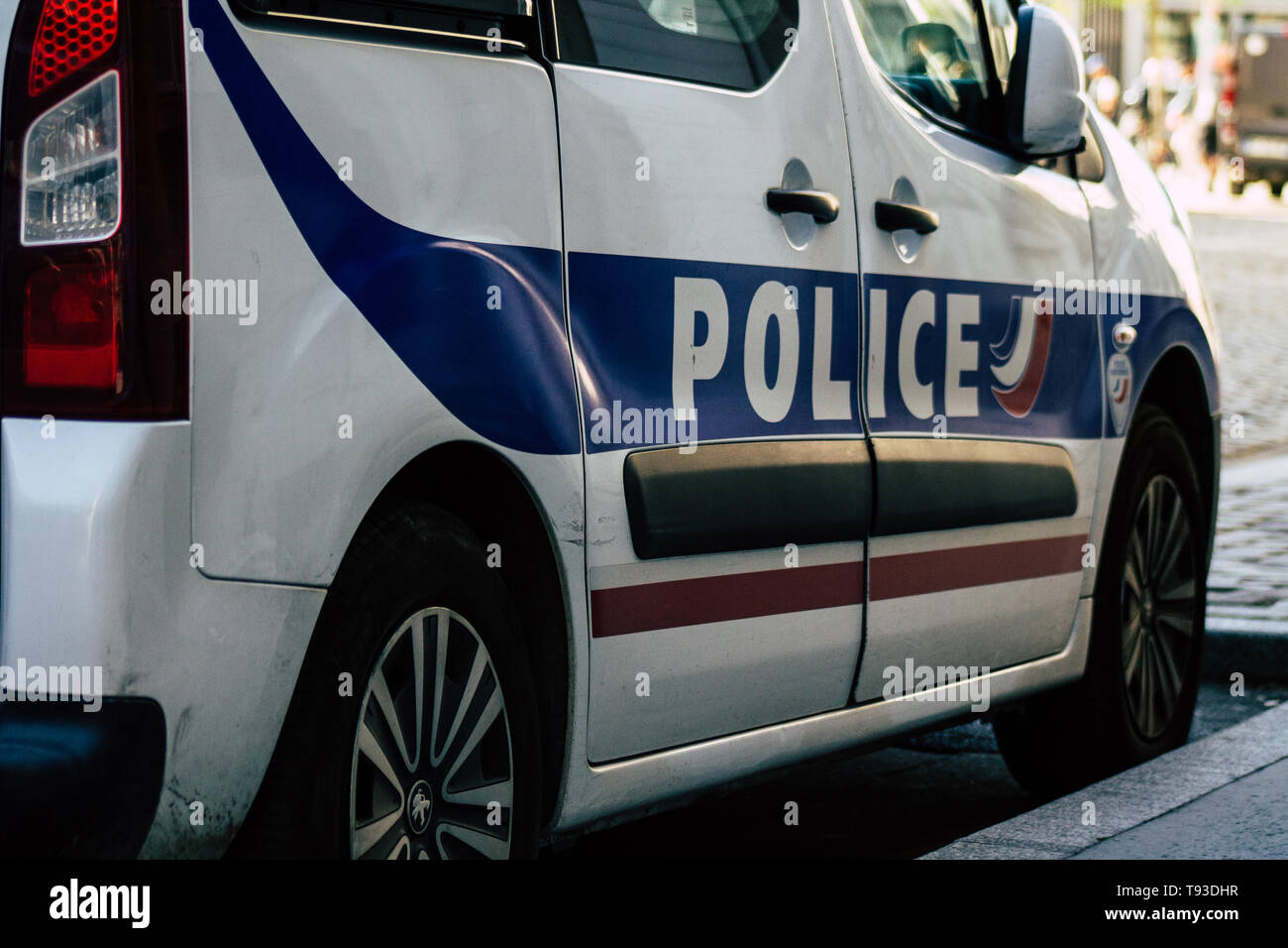 Reims Champagne France May 15, 2019 Closeup of a classic French police ...