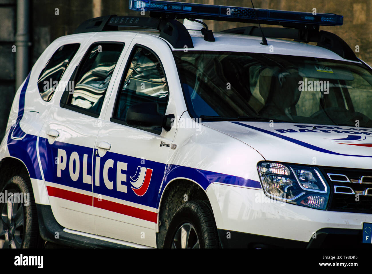 Reims Champagne France May 15, 2019 Closeup of a classic French police ...