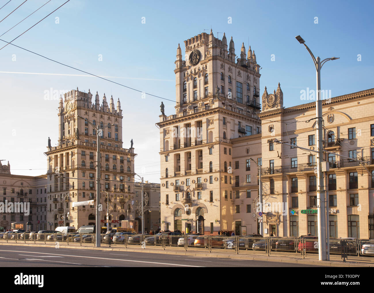 Gate of Minsk at Railway station square in Minsk. Belarus Stock Photo ...