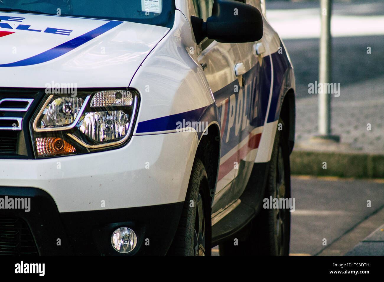 Reims Champagne France May 15, 2019 Closeup of a classic French police ...