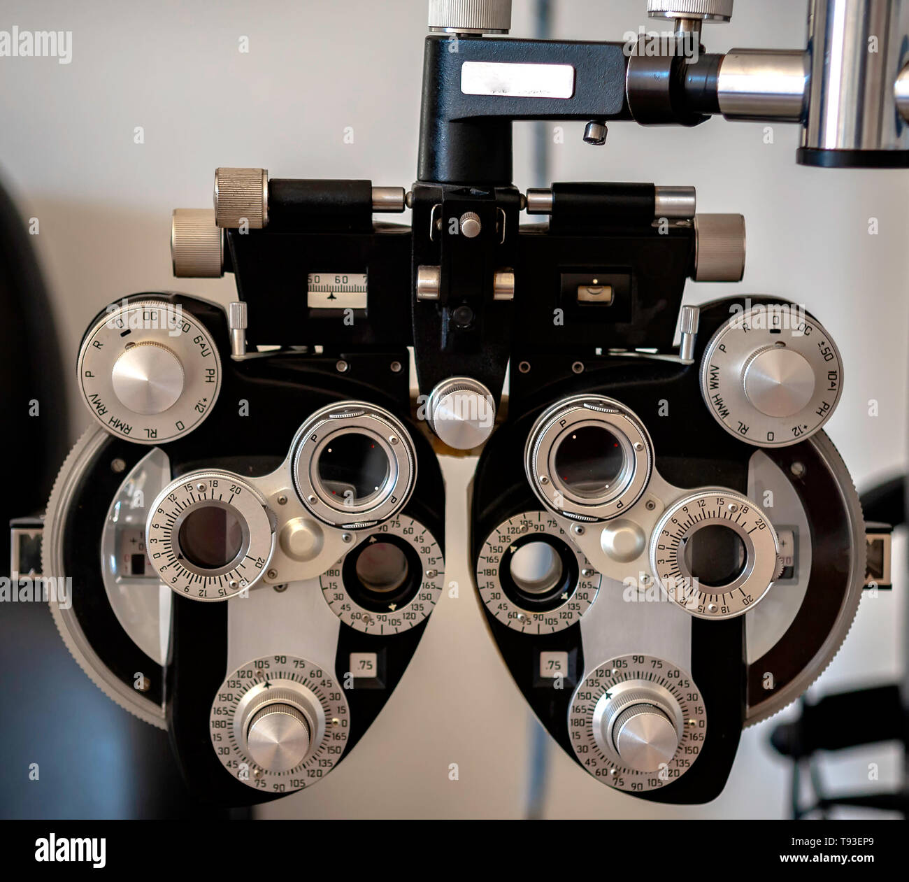 Eyesight measurement with a optical phoropter Stock Photo - Alamy