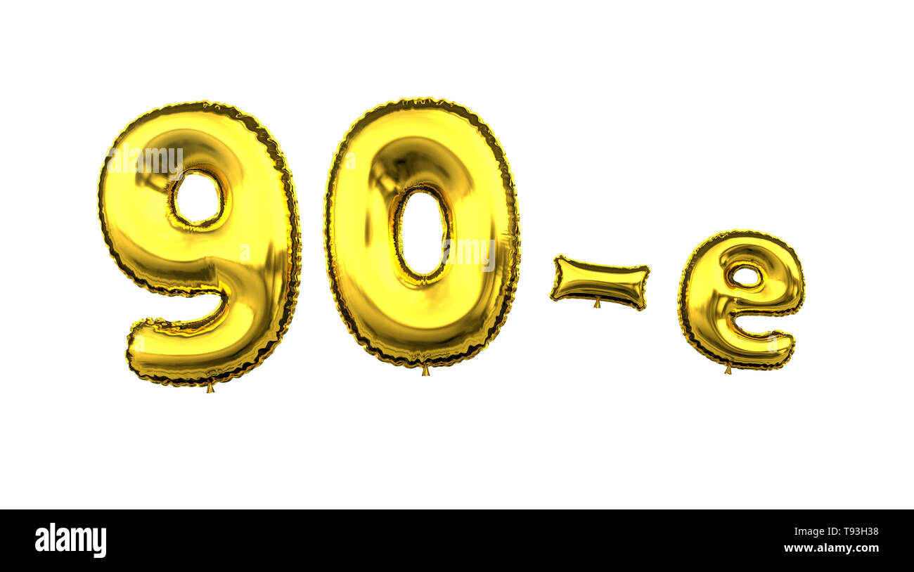 Metallic Golden Letter Balloon numeral digit number year 90's - 3D ...