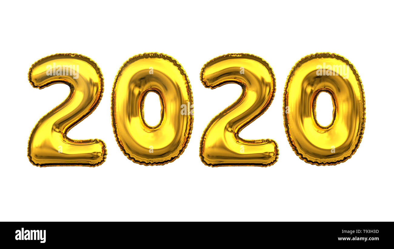 Metallic Golden Letter Balloon numeral digit number year - 3D ...