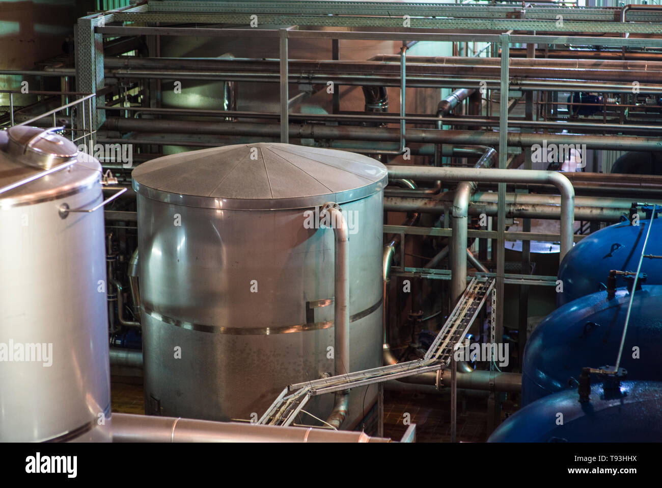 Tanks for beer storage. Modern Brewing Production Stock Photo - Alamy