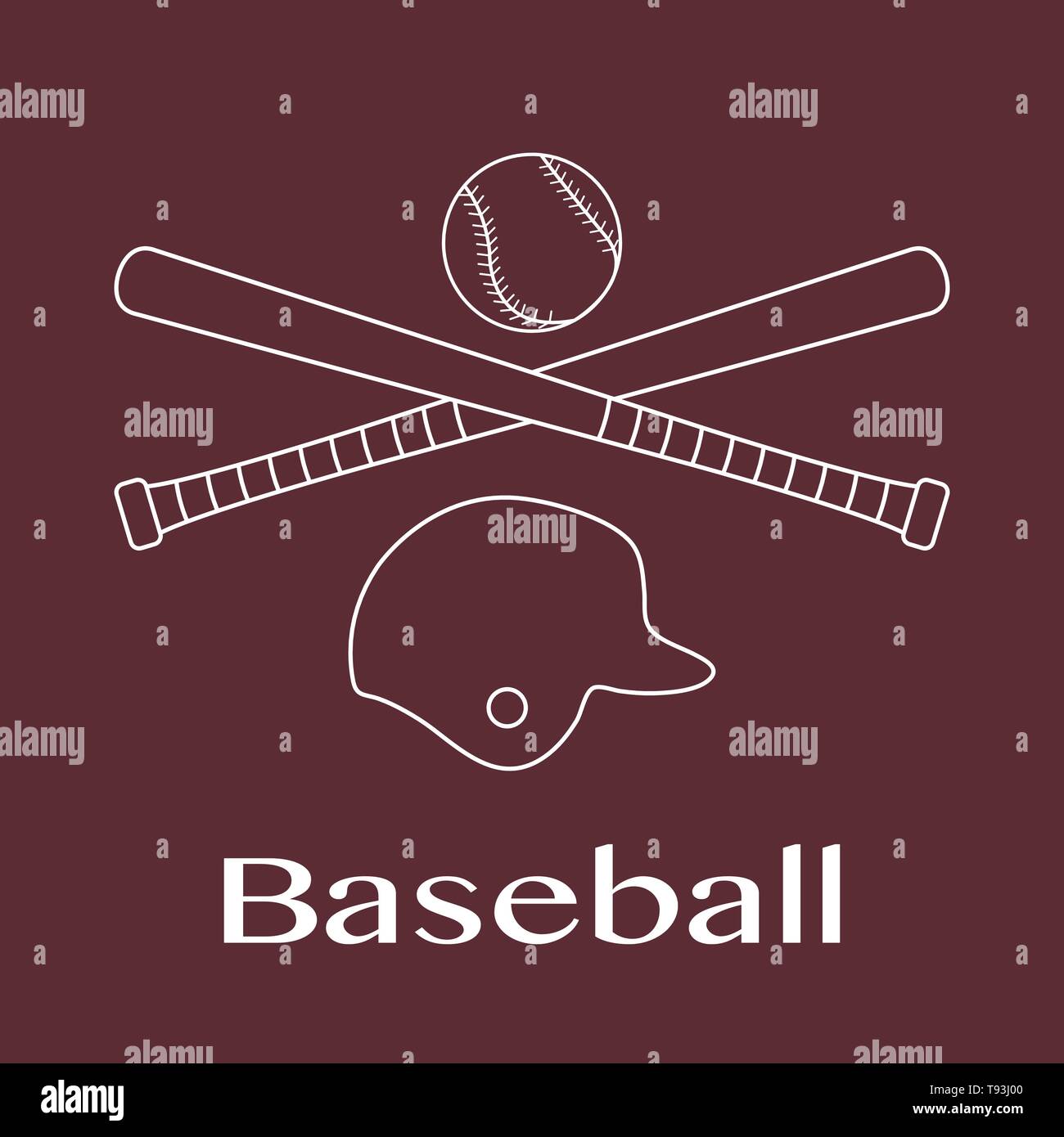 Vector illustration with baseball bats, ball, helmet. Sports background ...